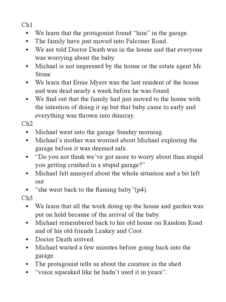 Skellig Chapter Summaries | PDF