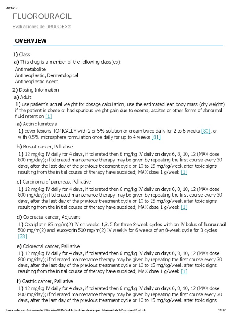 5 - Fluorouracilo Ficha Tecnica | PDF | Angina Pectoris | Pharmacokinetics