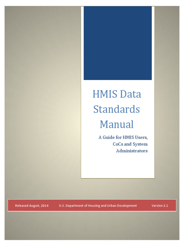 HMIS Data Standards Manual PDF | PDF | Homelessness | Metadata