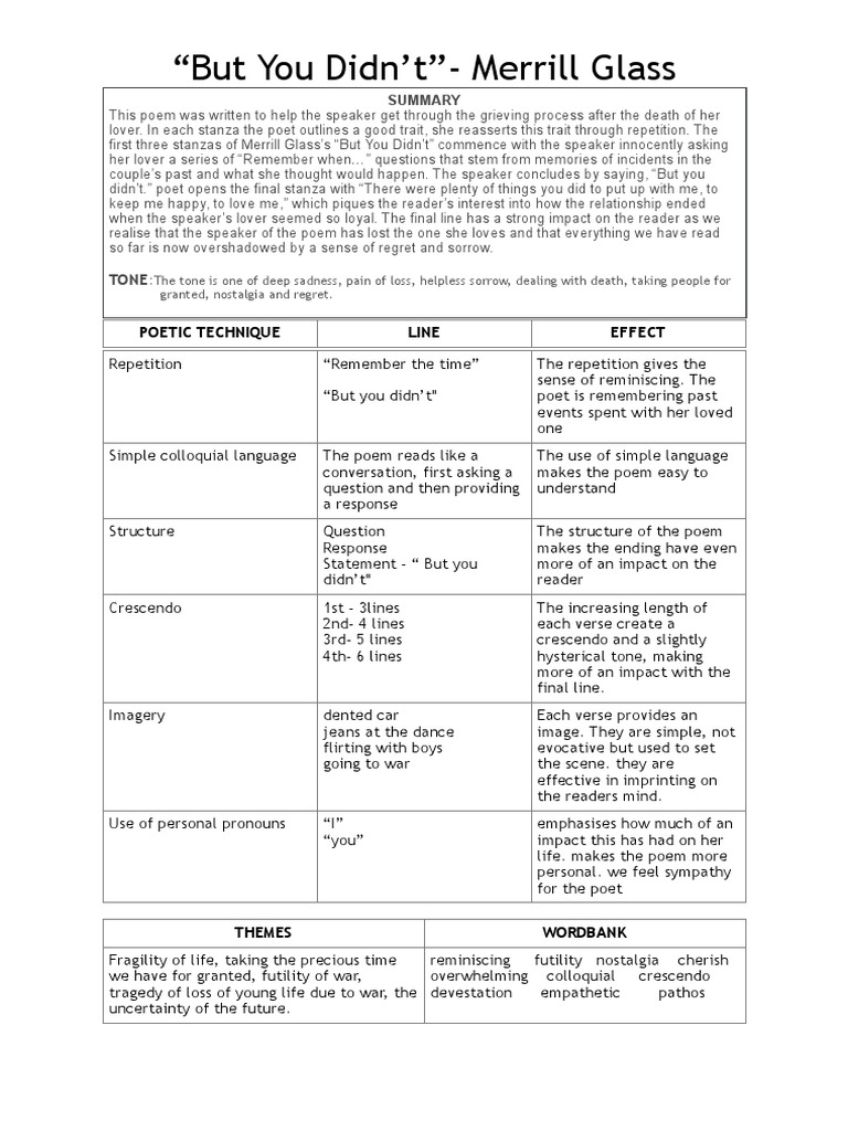 But You Didnt Revision PDF | PDF | Poetry