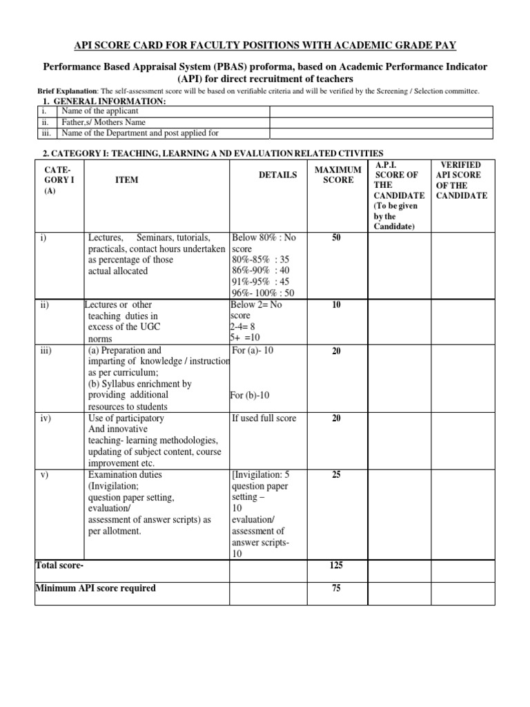 API Score Card | PDF
