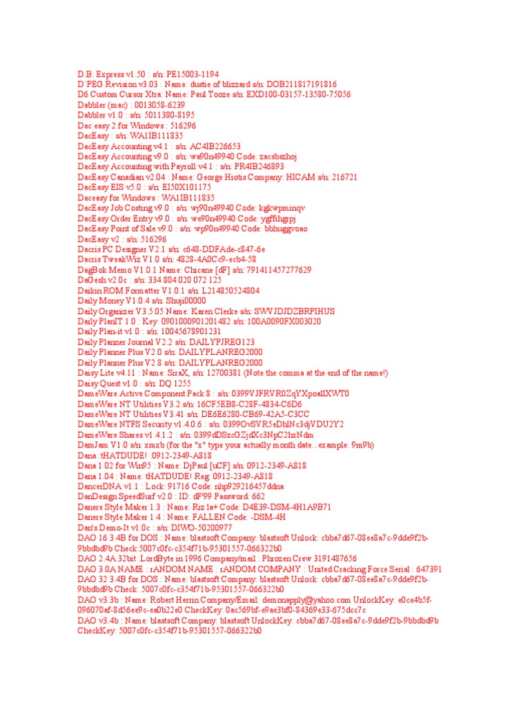 Serial Keys D | PDF | Visual Cortex | Oracle Database