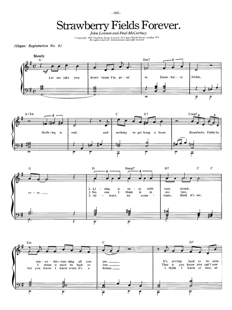 Partitura y Acordes de "Strawberry Fields" | PDF