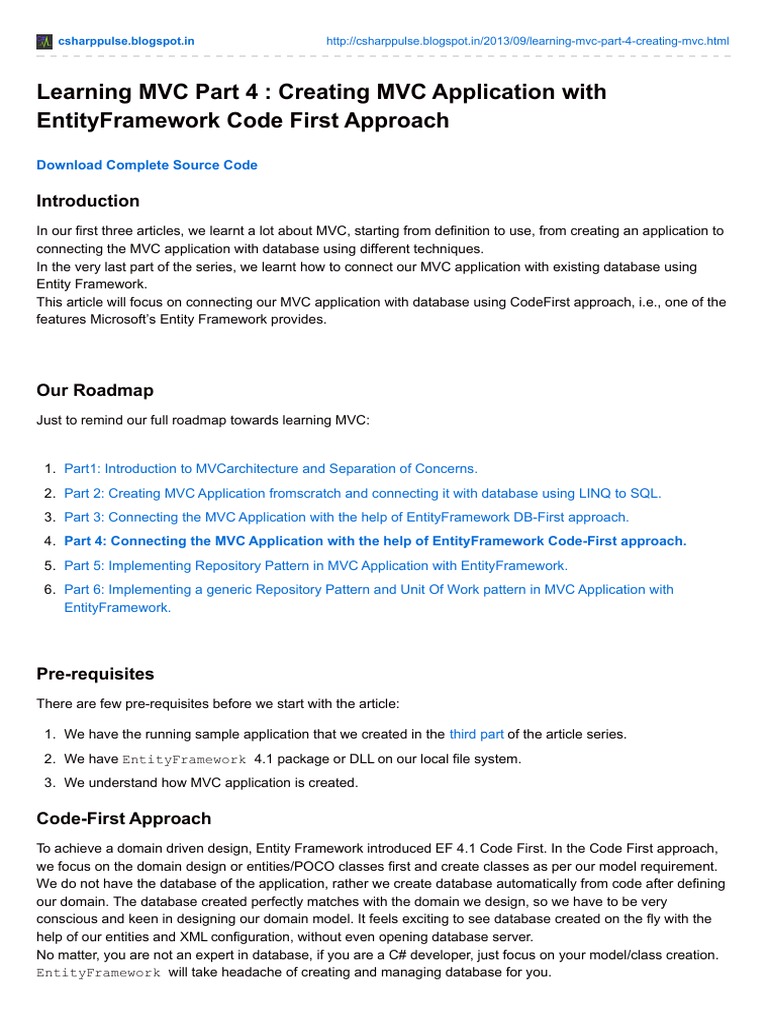 Csharppulse Learning Mvc Part 4 Creating Mvc Application With Entityframework Code 