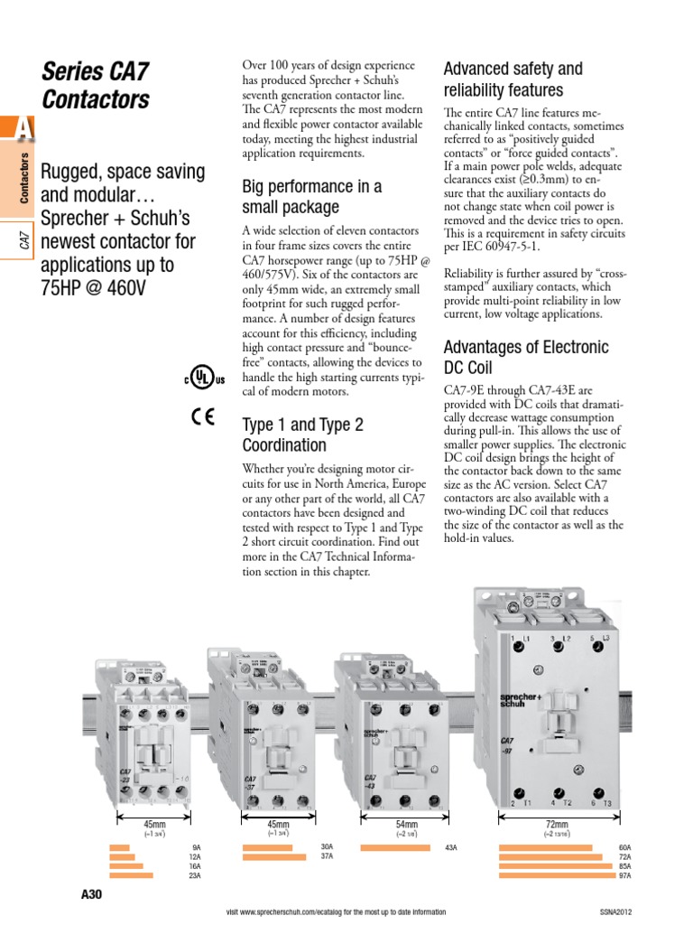 Sprecher Schuh CA7 - Contactors PDF | PDF | Mains Electricity | Relay