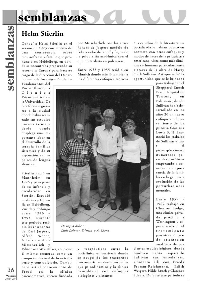 Helm Stierlin: Pionero en Terapia Familiar | PDF | Psicoanálisis ...