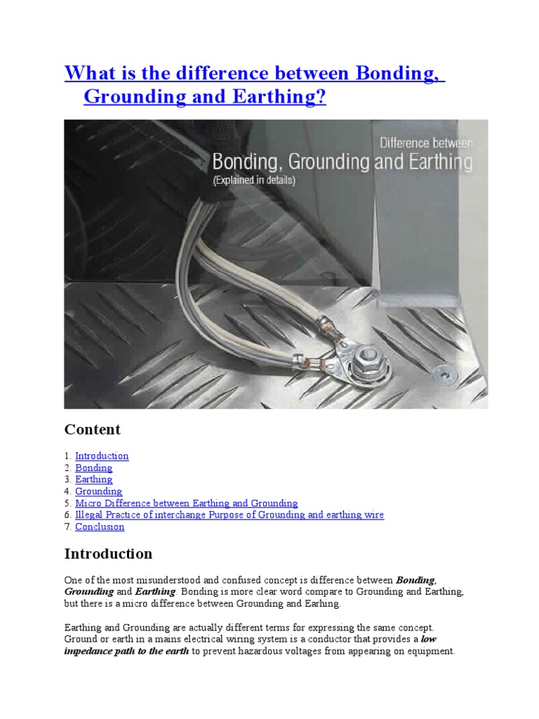 Bonding, Grounding and Earthing | PDF