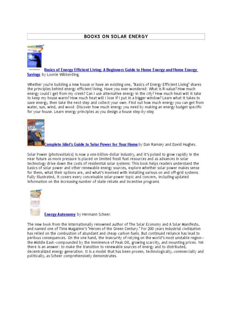 Books On Solar Energy | PDF | Solar Cell | Photovoltaics