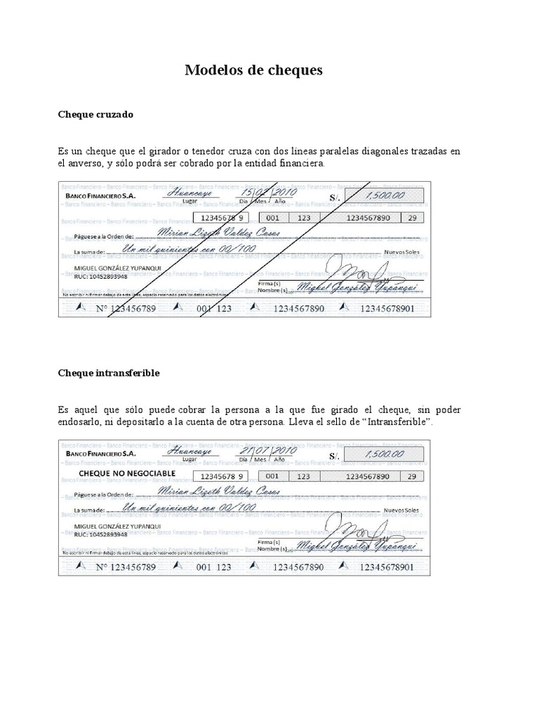 Modelos de Cheques | PDF