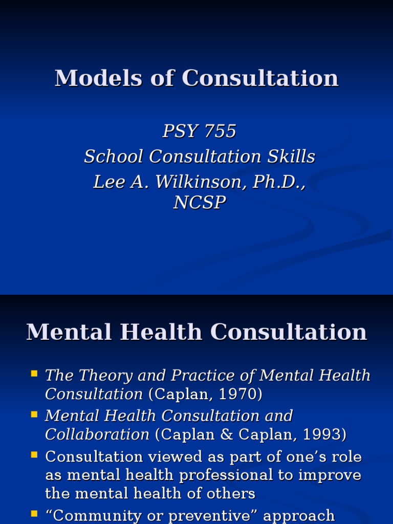 Models of Consultation | Mental Health | Expert