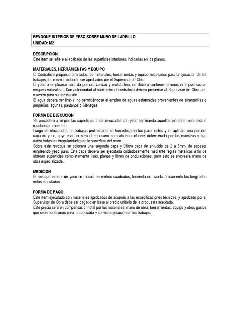 Revoque Interior de Yeso en Ladrillo | PDF | Hogar, jardinería y bricolaje