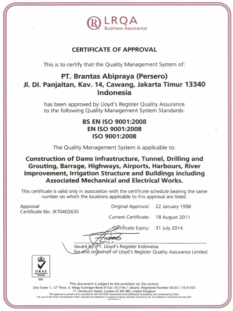 Sertifikat Iso | PDF | Iso 9000 | Industries