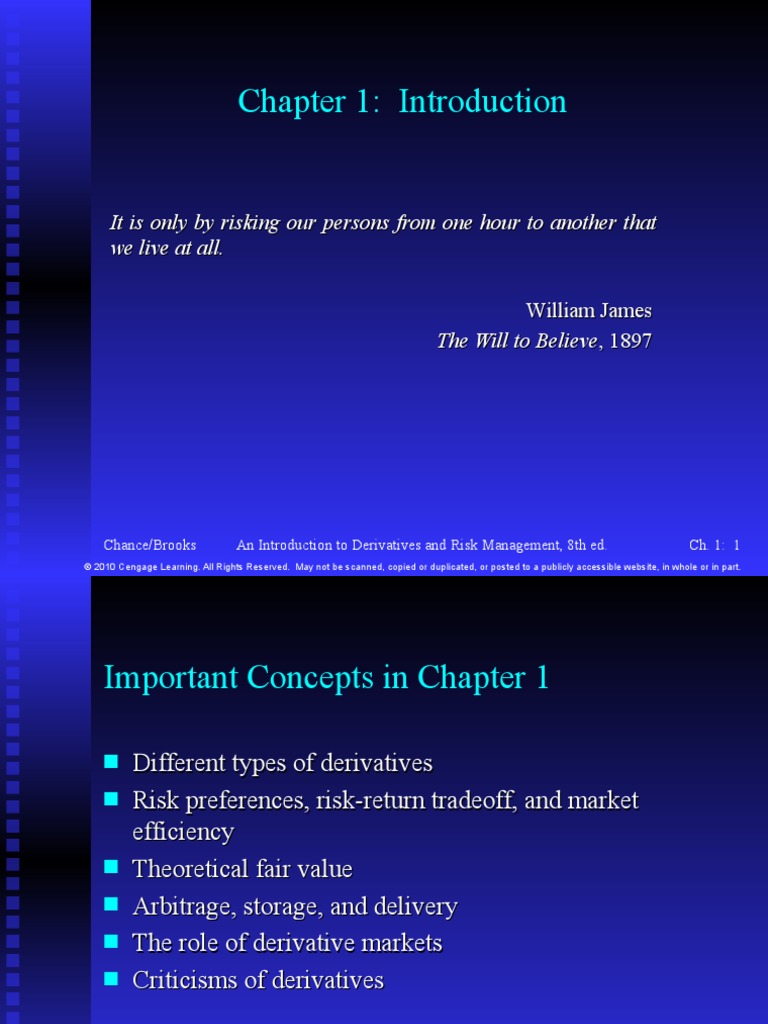 Introduction To Derivatives and Risk Management: Chapter 1 | PDF ...