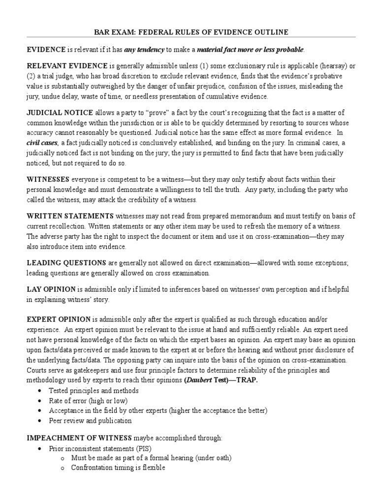 BAR EXAM Evidence | PDF | Evidence (Law) | Hearsay
