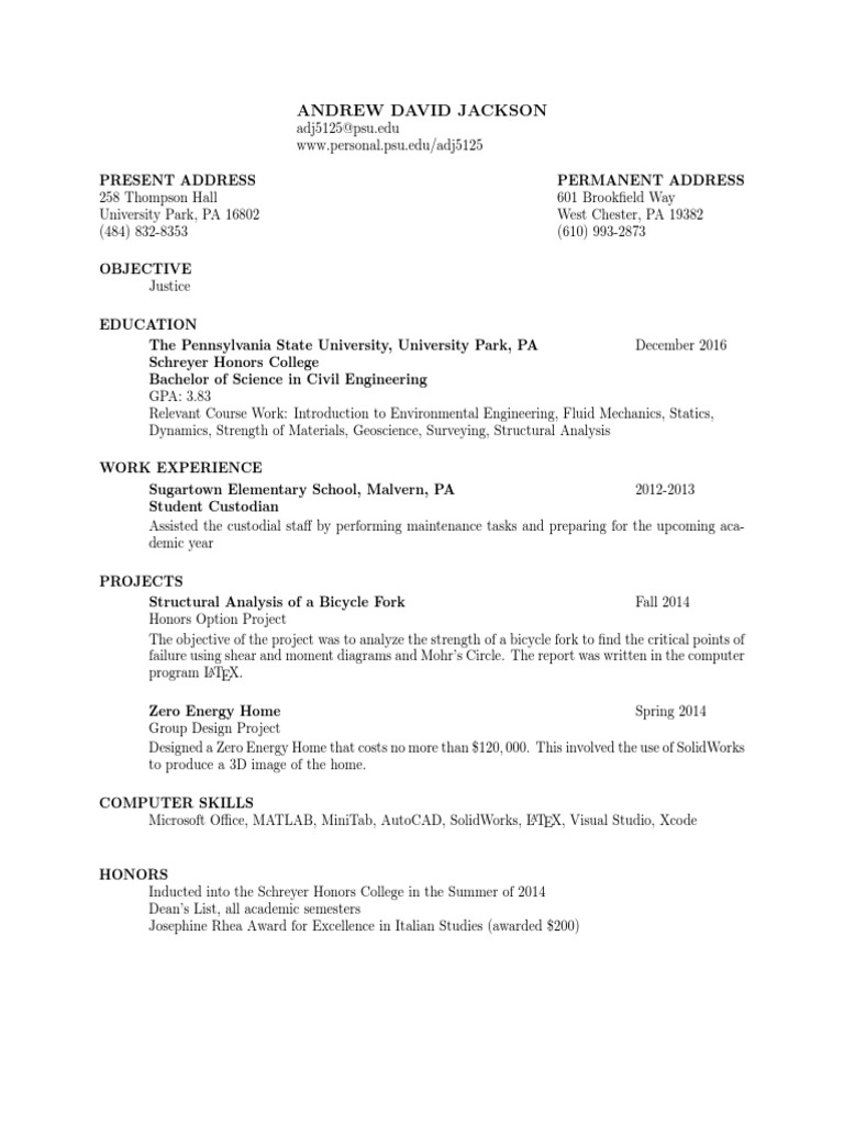 Jackson, Andrew Resume | PDF | Science & Mathematics