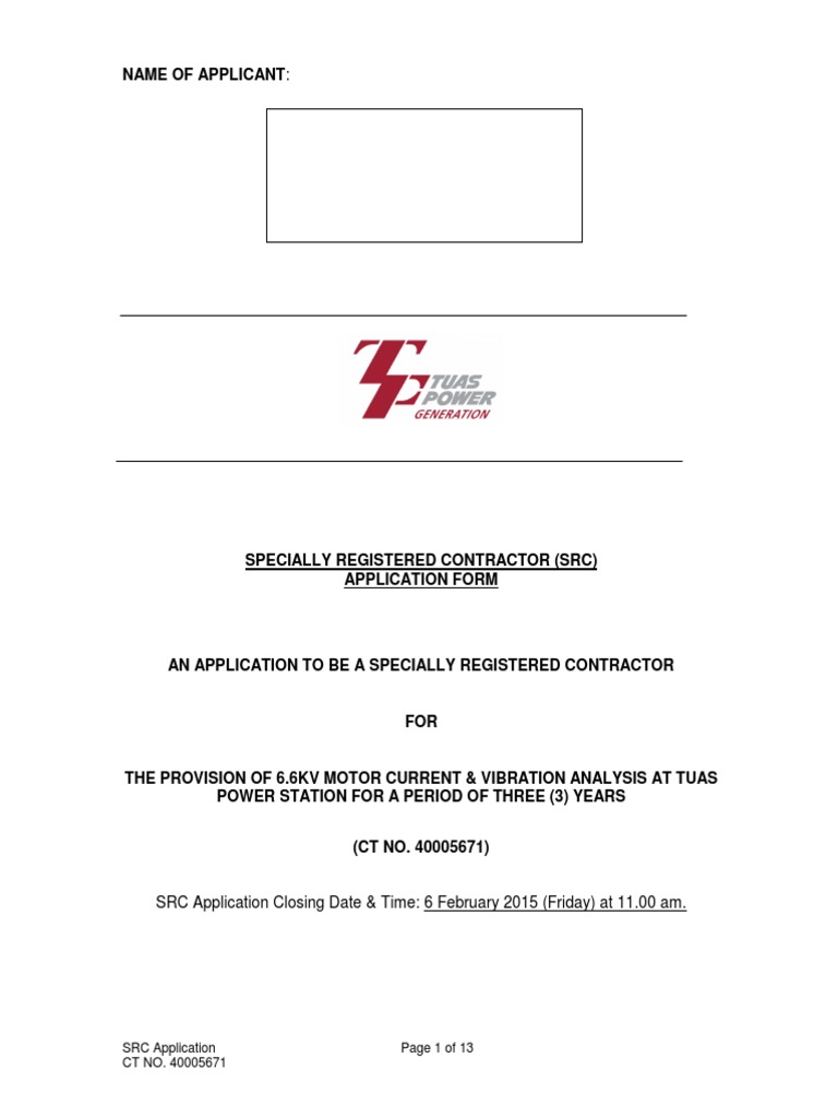 Src Application Form Ct40005671 Pdf Joint Venture Balance Sheet
