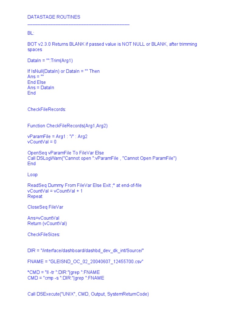 Datastage Routines Pdf Filename Parameter Computer Programming 