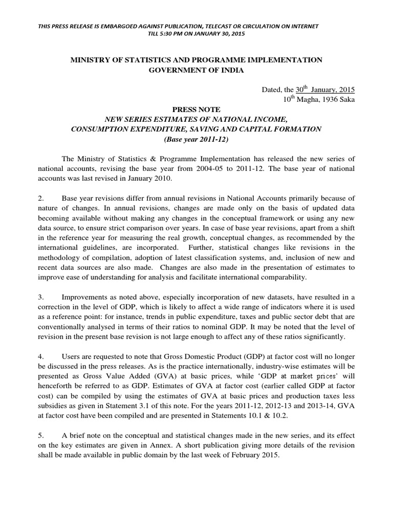 Ministry of Statistics and Programme Implementation | PDF