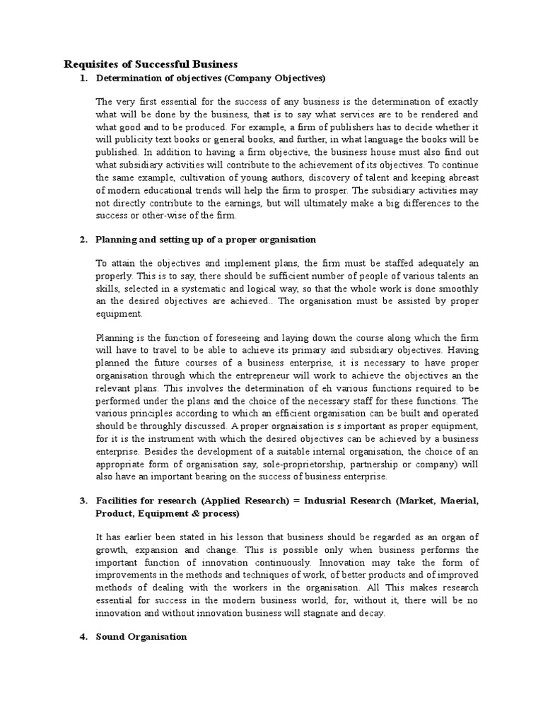 Requisites of Successful Business | PDF | Social Movements | Innovation
