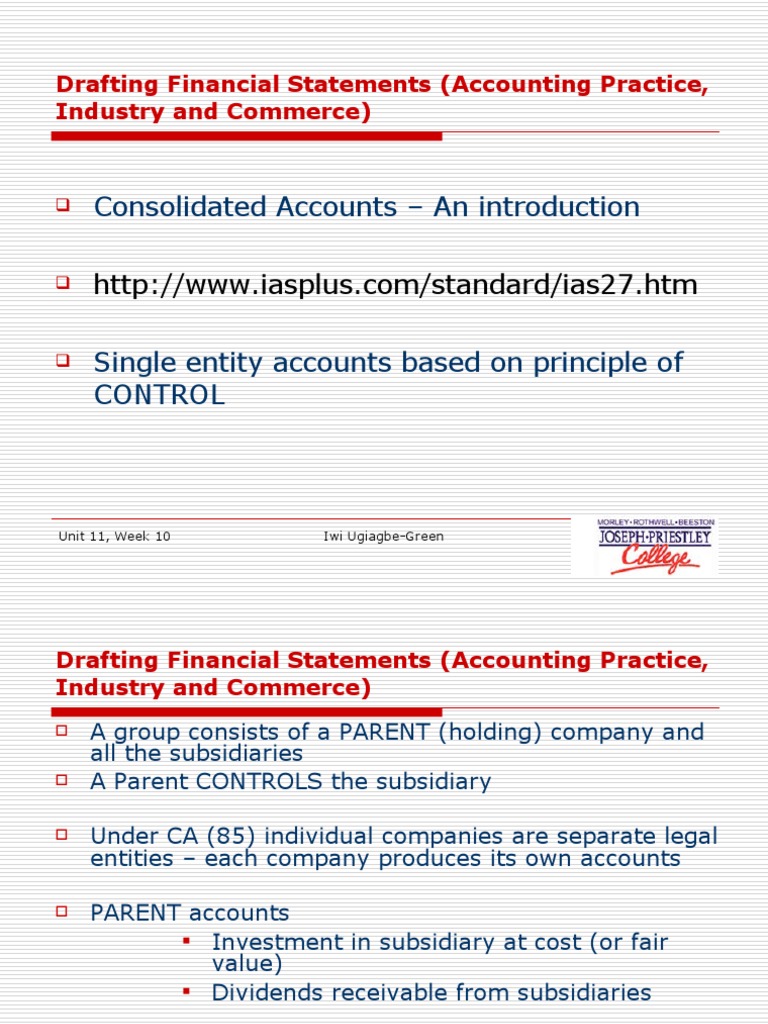 Drafting Financial Statements (Accounting Practice, Industry and | PDF ...