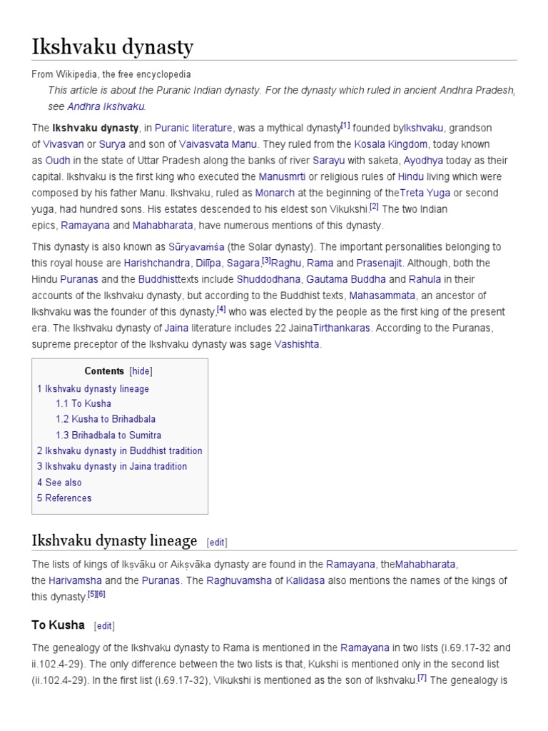 Ikshvaku Dynasty - Wikipedia, The Free Encyclopedia | PDF | Hindu ...