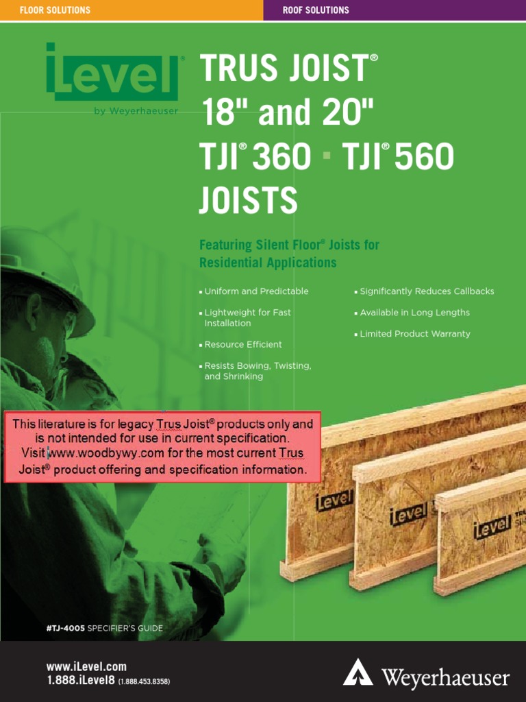 TJI 360 and 560 (18 & 20 Inch) - May 2005 | PDF | Framing (Construction ...