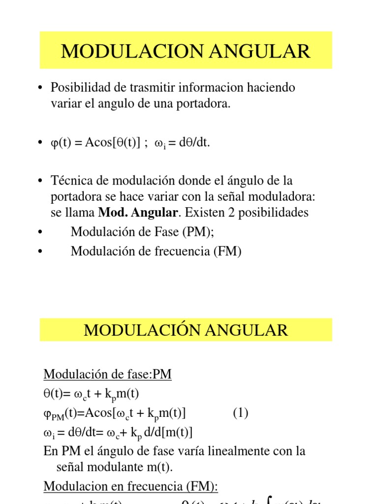 Mod.angular | Modulación de frecuencia | Modulación