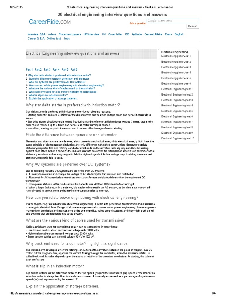 p1 - EEE Interview Questions | PDF | Alternating Current | Power ...