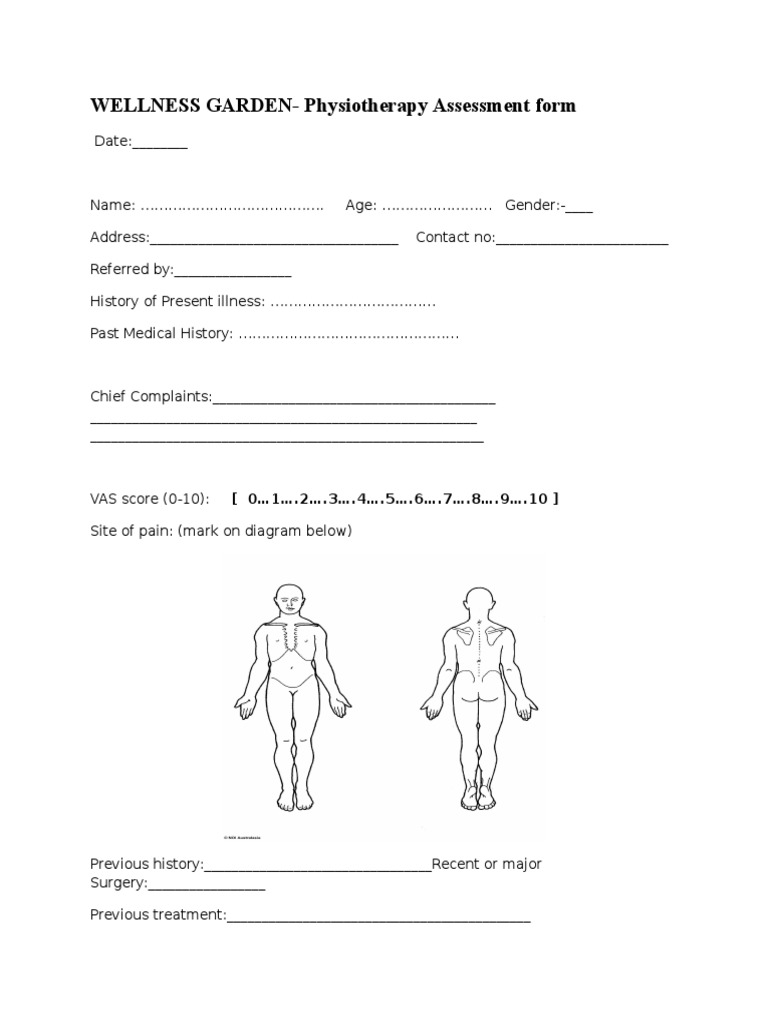 Physiotherapy Assessment Form | PDF
