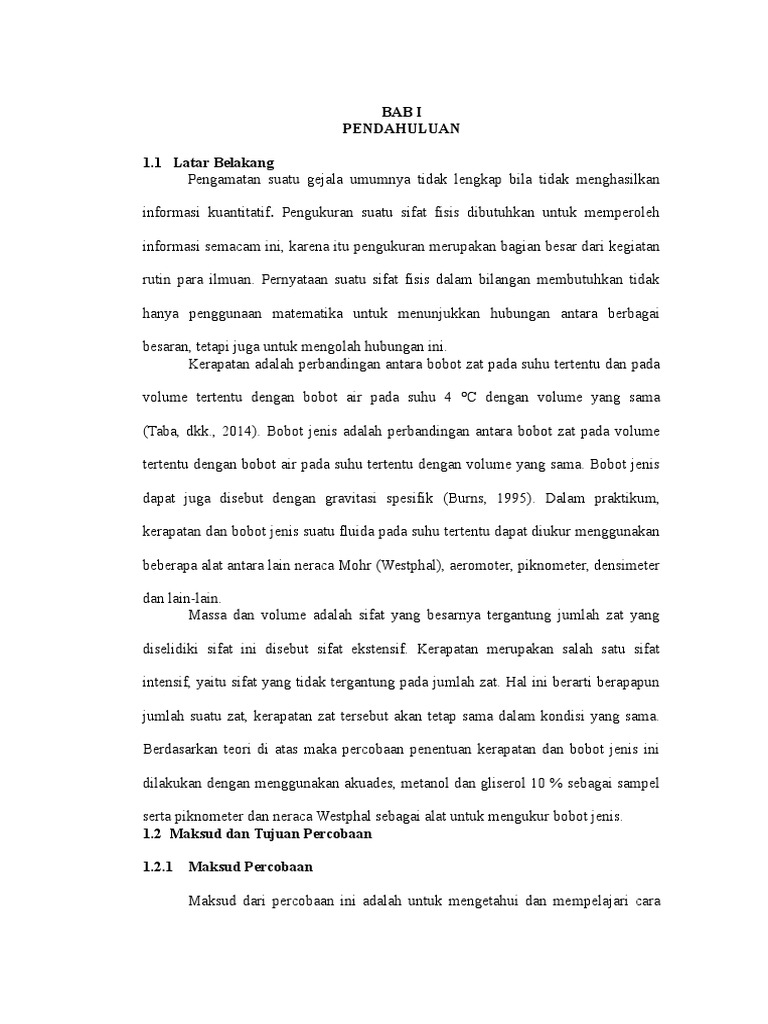 Laporan Bobot Jenis New | PDF | Sains & Matematika