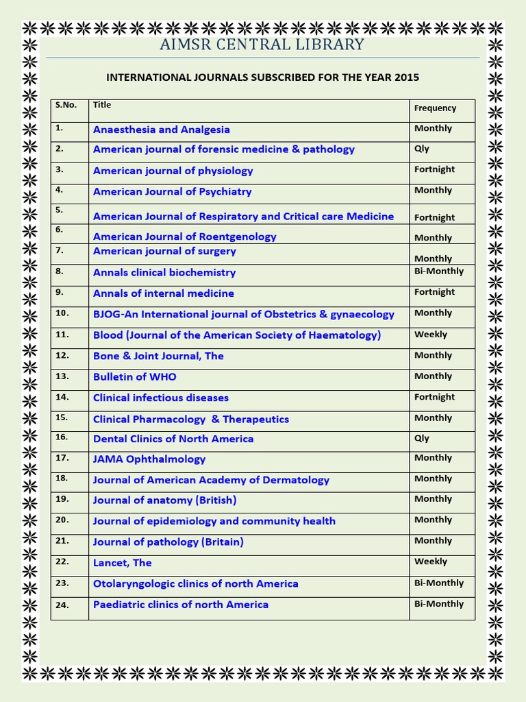 2015 International Journals List | PDF