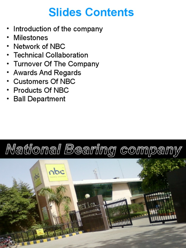 A PPT On NBC Training | PDF | Bearing (Mechanical) | Manufactured Goods