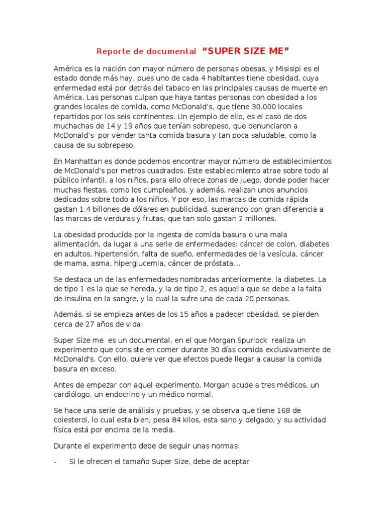 Impacto de "Super Size Me" en la obesidad | PDF | Obesidad | Medicina