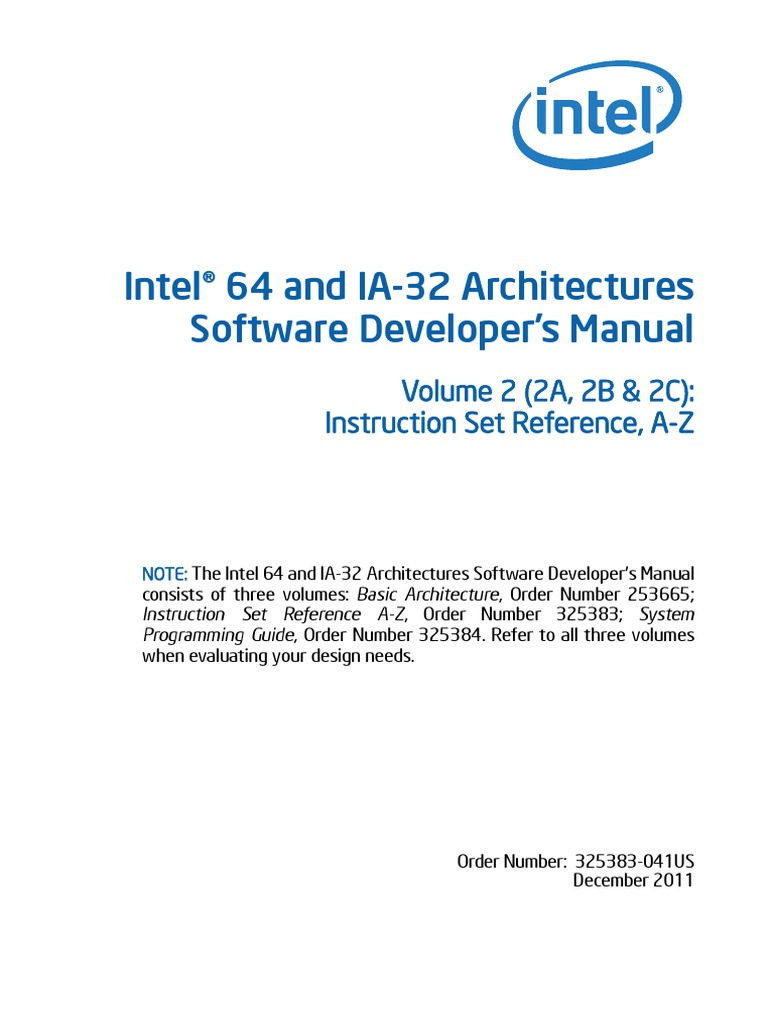 Intel Architectures Software Developer Instruction Set Reference Manual 325383 X86