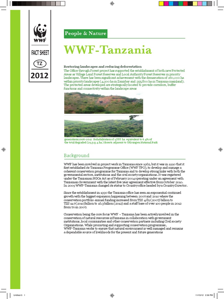 WWF-Tanzania Fact Sheet | PDF | World Wide Fund For Nature | Tanzania