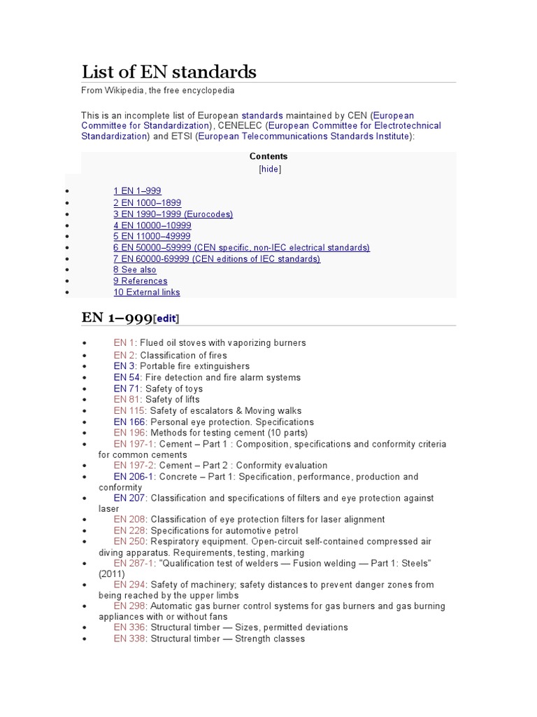 List of EN Standards | PDF | Rail Transport | Flooring
