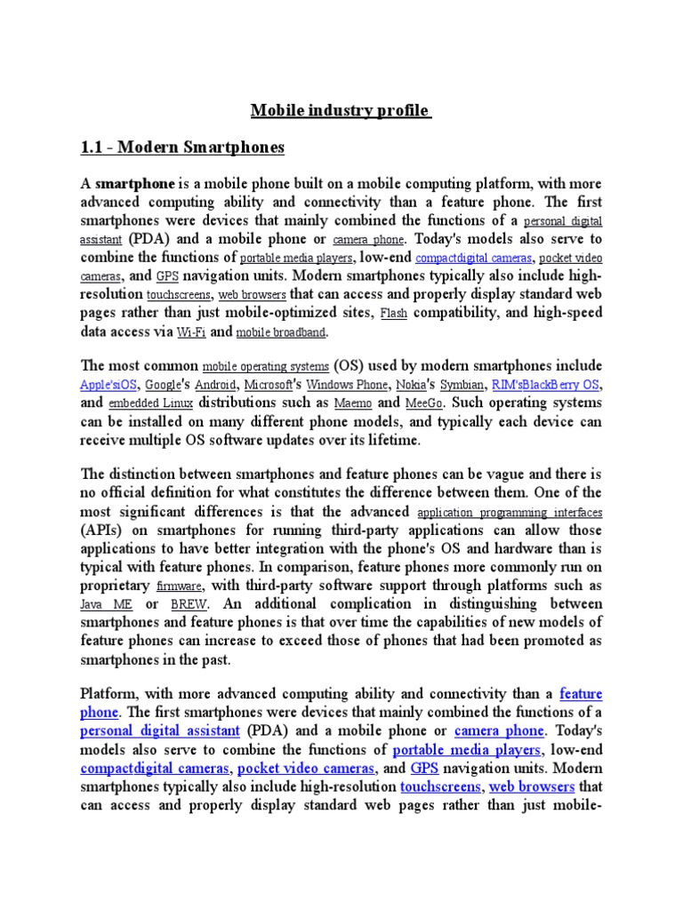 Mobile Industry Profile | PDF | Smartphone | Android (Operating System)