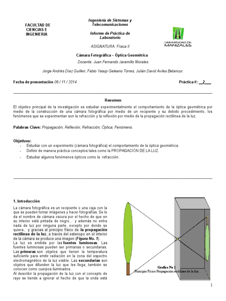 Modelo De Informe De Laboratorio Fisica Ligero Óptica