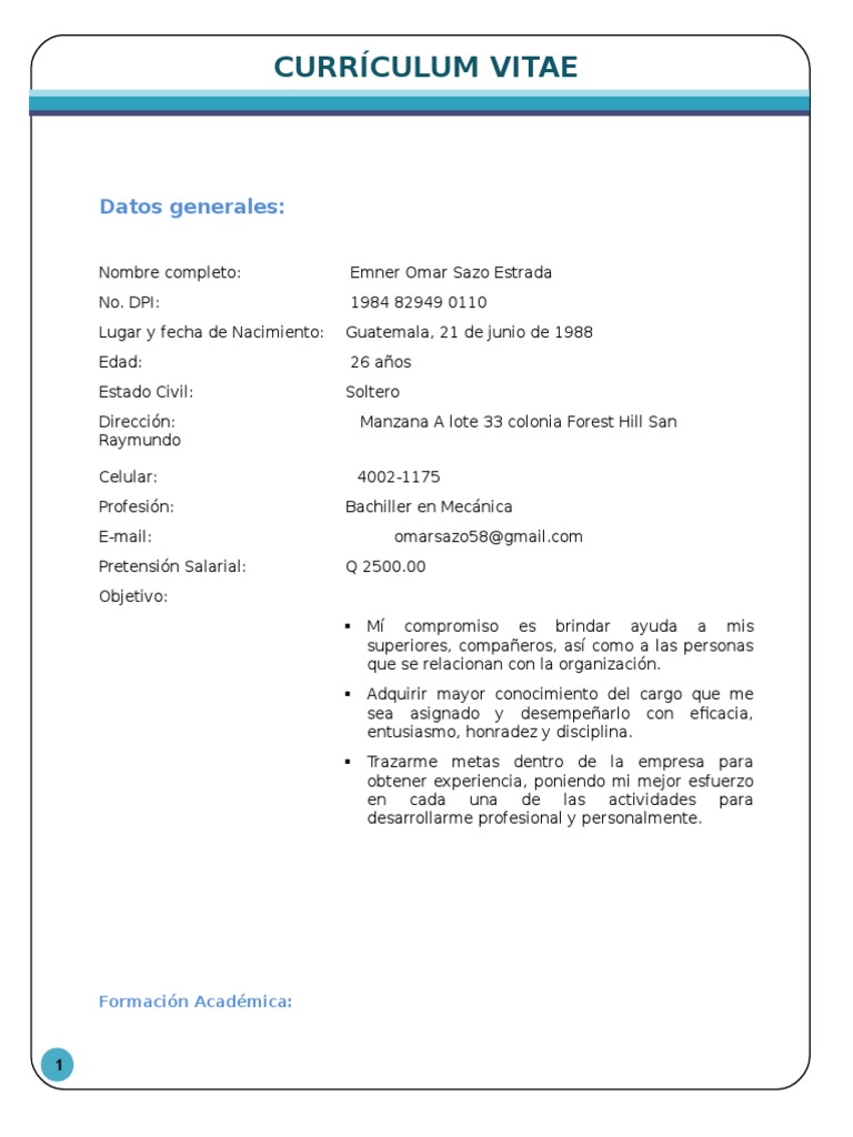 CV Sam | PDF | Crecimiento personal y profesional