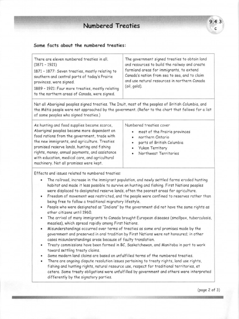Numbered Treaties Information | PDF