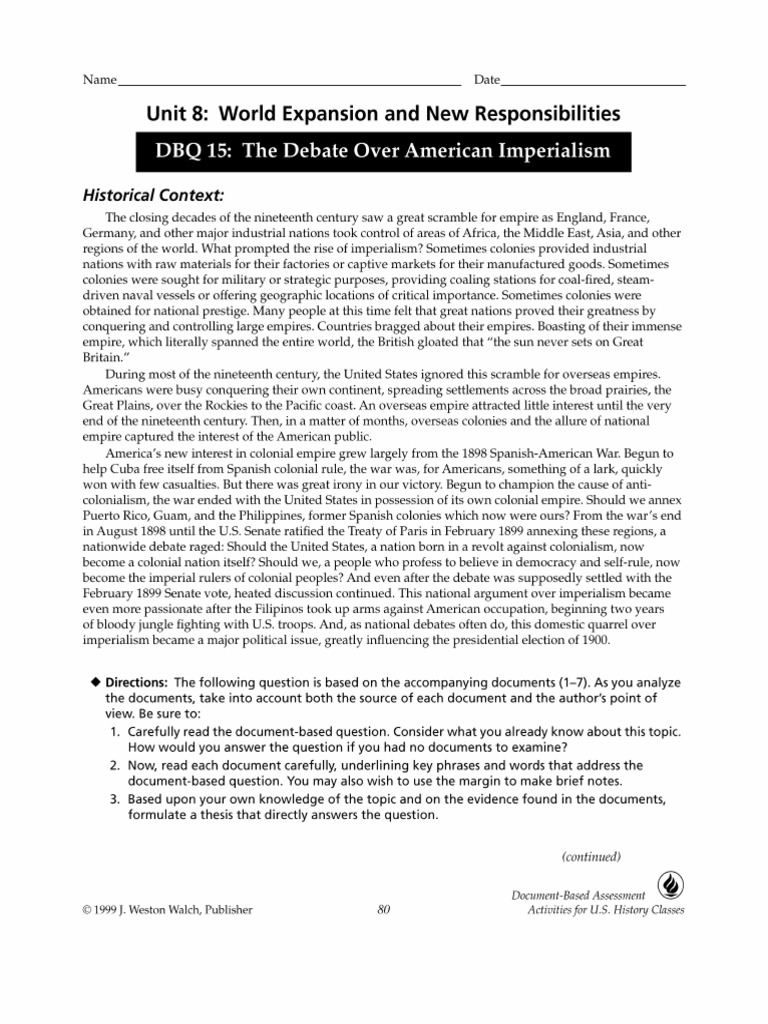DBQ American Imperialism Debate | PDF