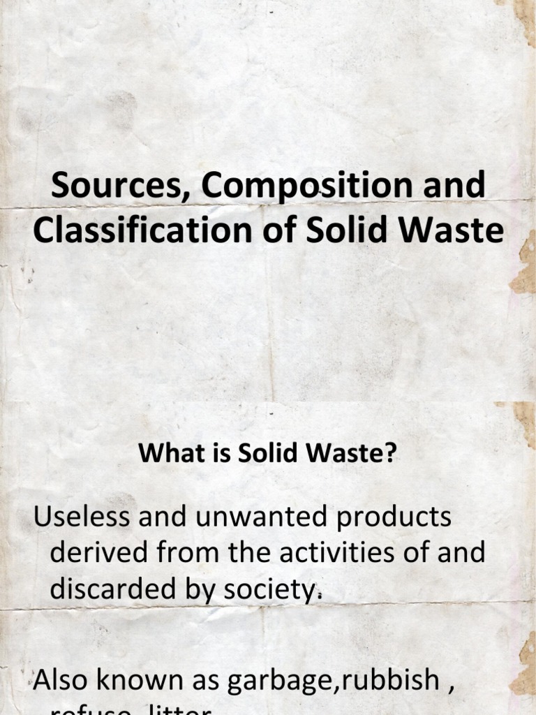 Solid Waste Sources and Classification | PDF | Science & Mathematics ...
