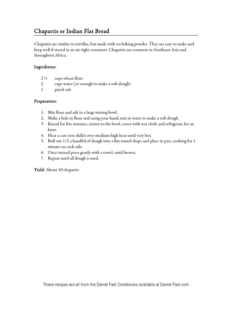Daniel Fast Flat Breads | PDF | Dough | Flour