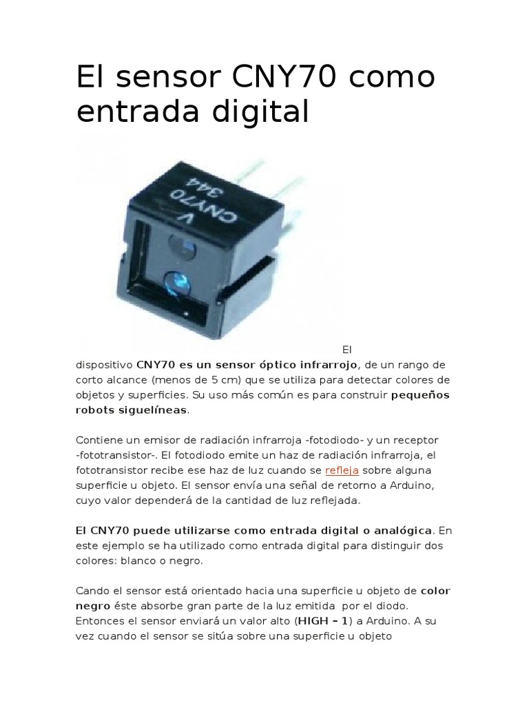 El sensor CNY70 como entrada digital.docx | Reflexión (Física) | Diodo ...