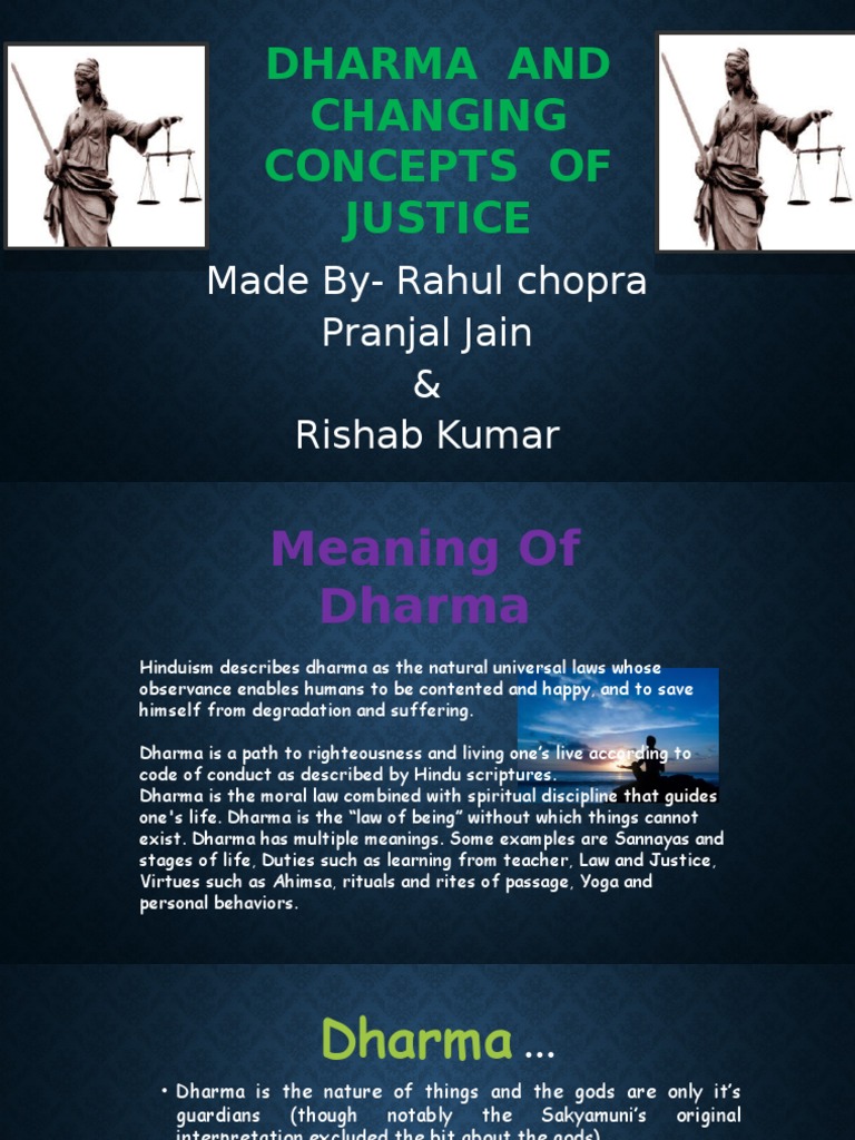 Dharma and Changing Concepts of Justice | Dharma | Indian Religions