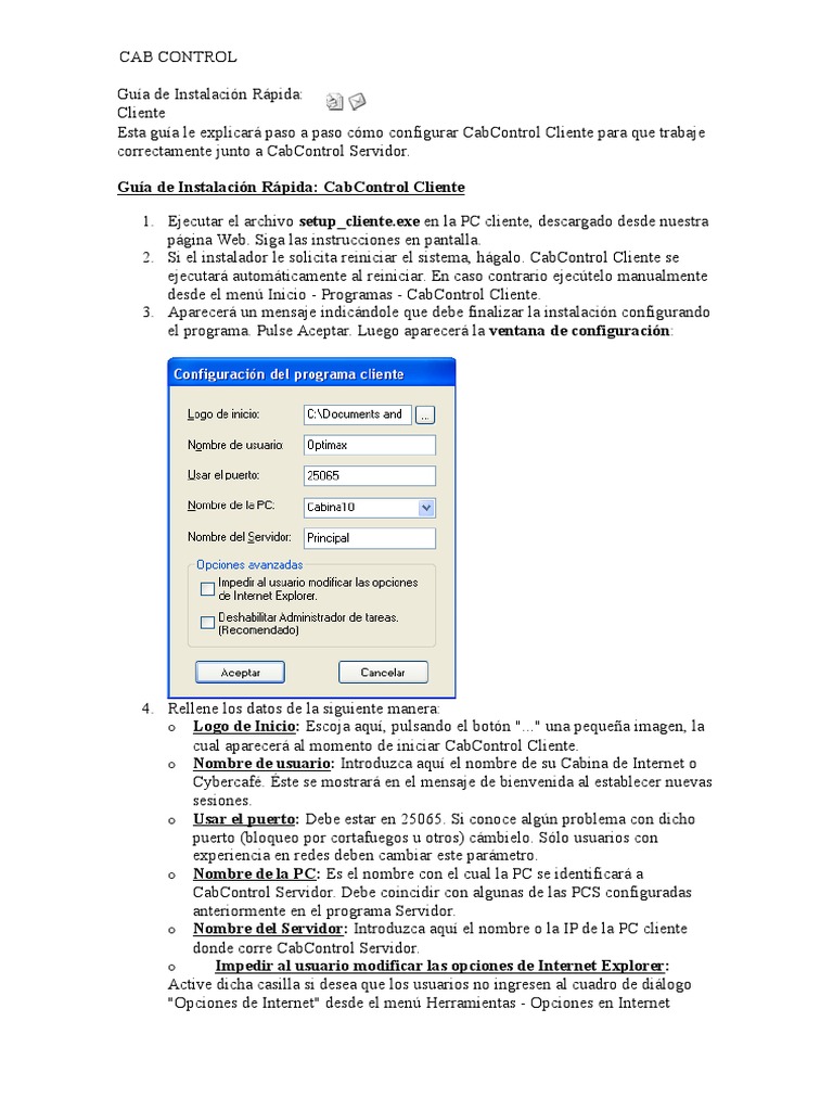 Cab Control Configuracion y Otros | PDF | Ventana (informática) | Point ...