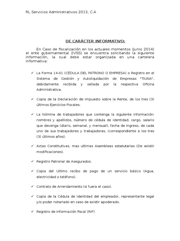 Caracter Informativo Providencia 003 Ivss | PDF | Gobierno | Economias