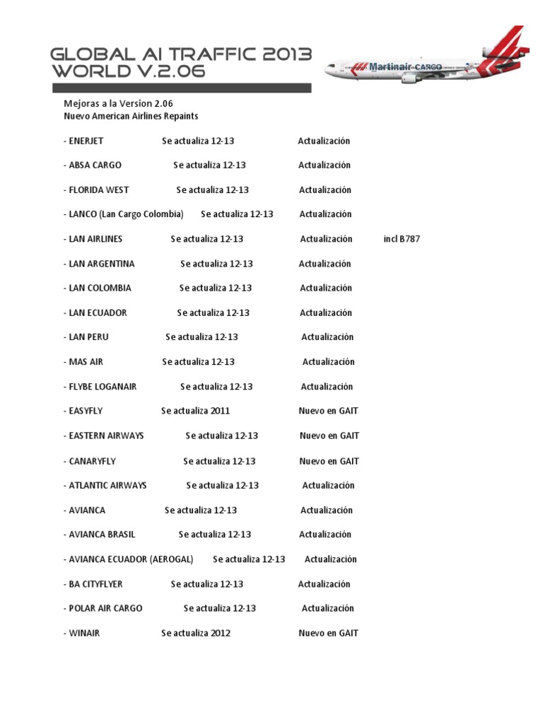 Manual Global AI Traffic para FS2004 y FSX | PDF | Microsoft | aerolíneas