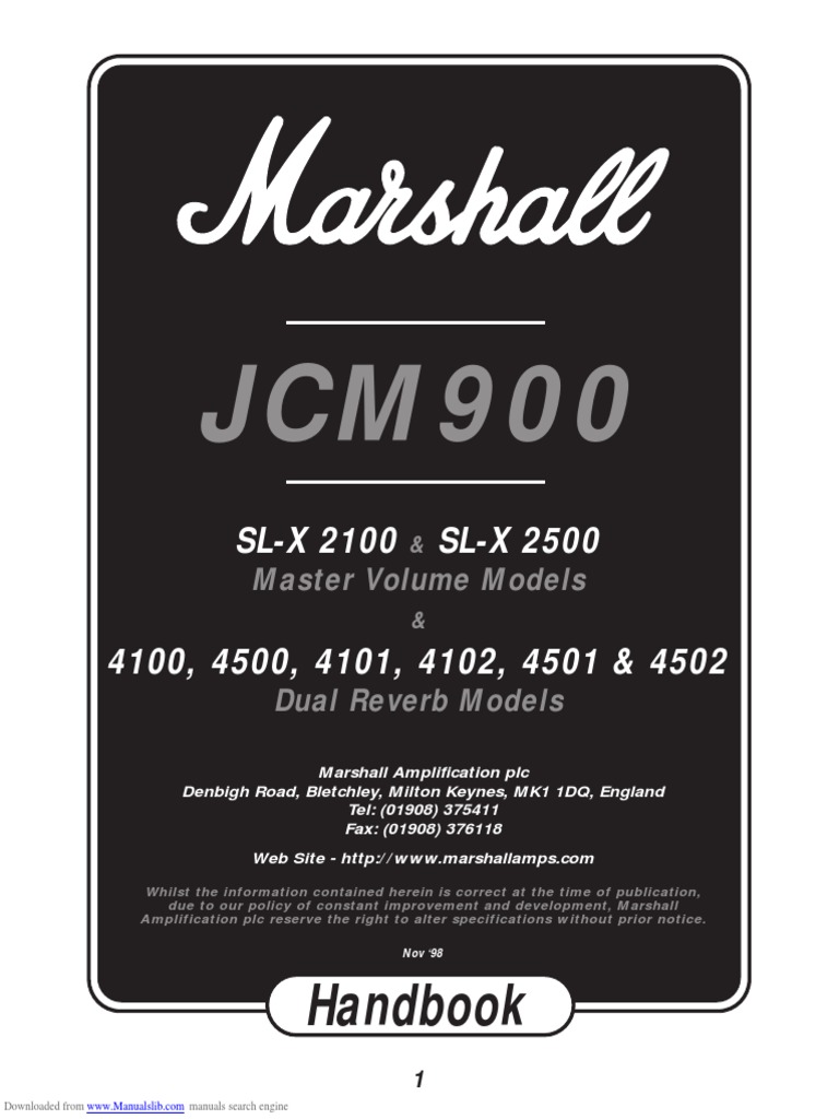 Manual JCM900 SLX | PDF | Amplifier | Vacuum Tube