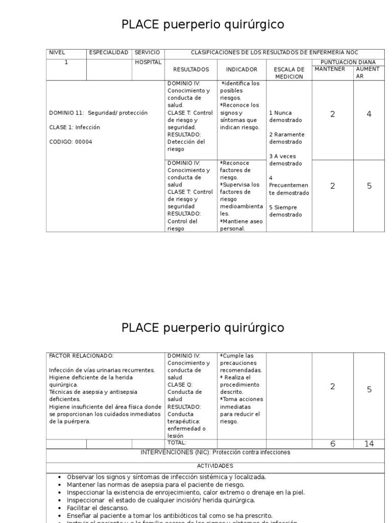 Place Puerperio Quirúrgico Y Cuidados Pdf